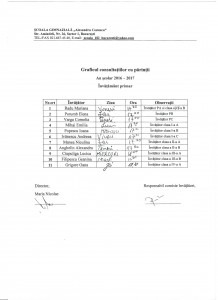 Graficul consultațiilor cu părinții 2016-2017 – Scoala Gimnaziala