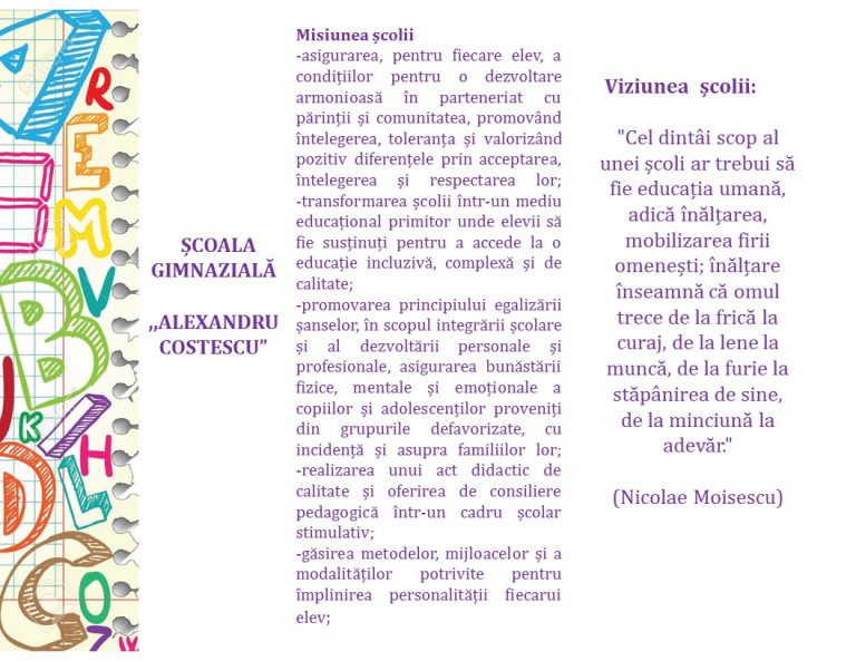 Repere istorice / oferta scolii – Scoala Gimnaziala