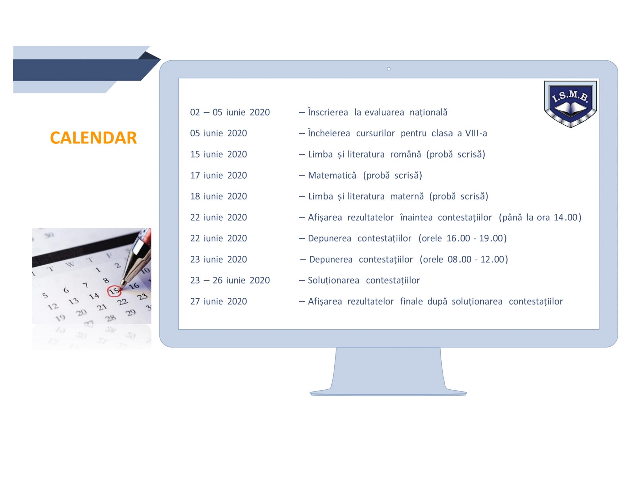 Calendar admitere – Scoala Gimnaziala
