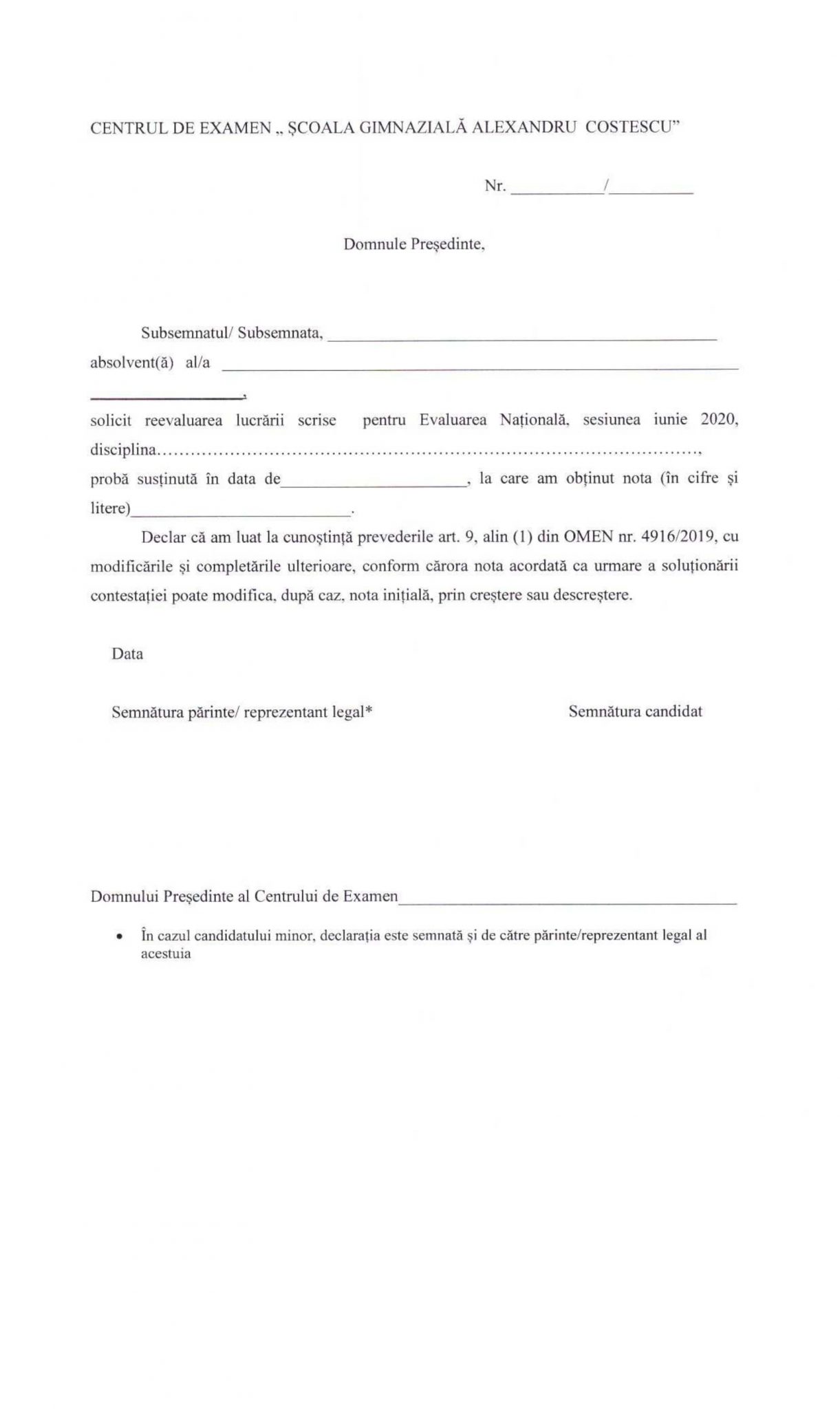 Model Cere Contestații EN – Scoala Gimnaziala